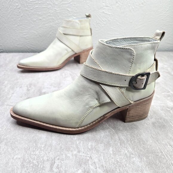 Free People | Shoes | Free People Western Ankle Booties Ivory White ...